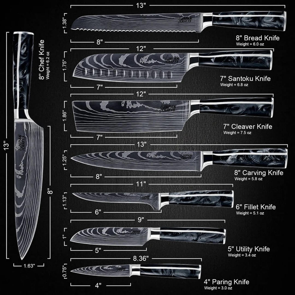 Japanese Chef Knife Set - Black Resin